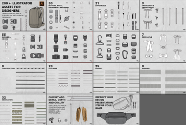 Technical Soft Goods + Fashion Design Adobe Illustrator Bundle - 221 b ...